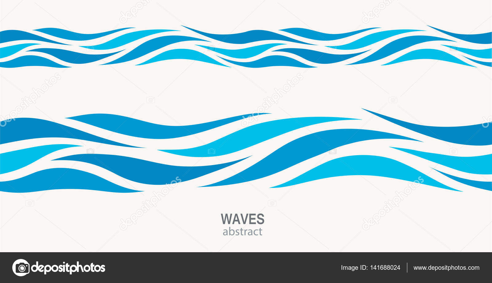 Marine seamless pattern with stylized blue waves on a light back Stock ...