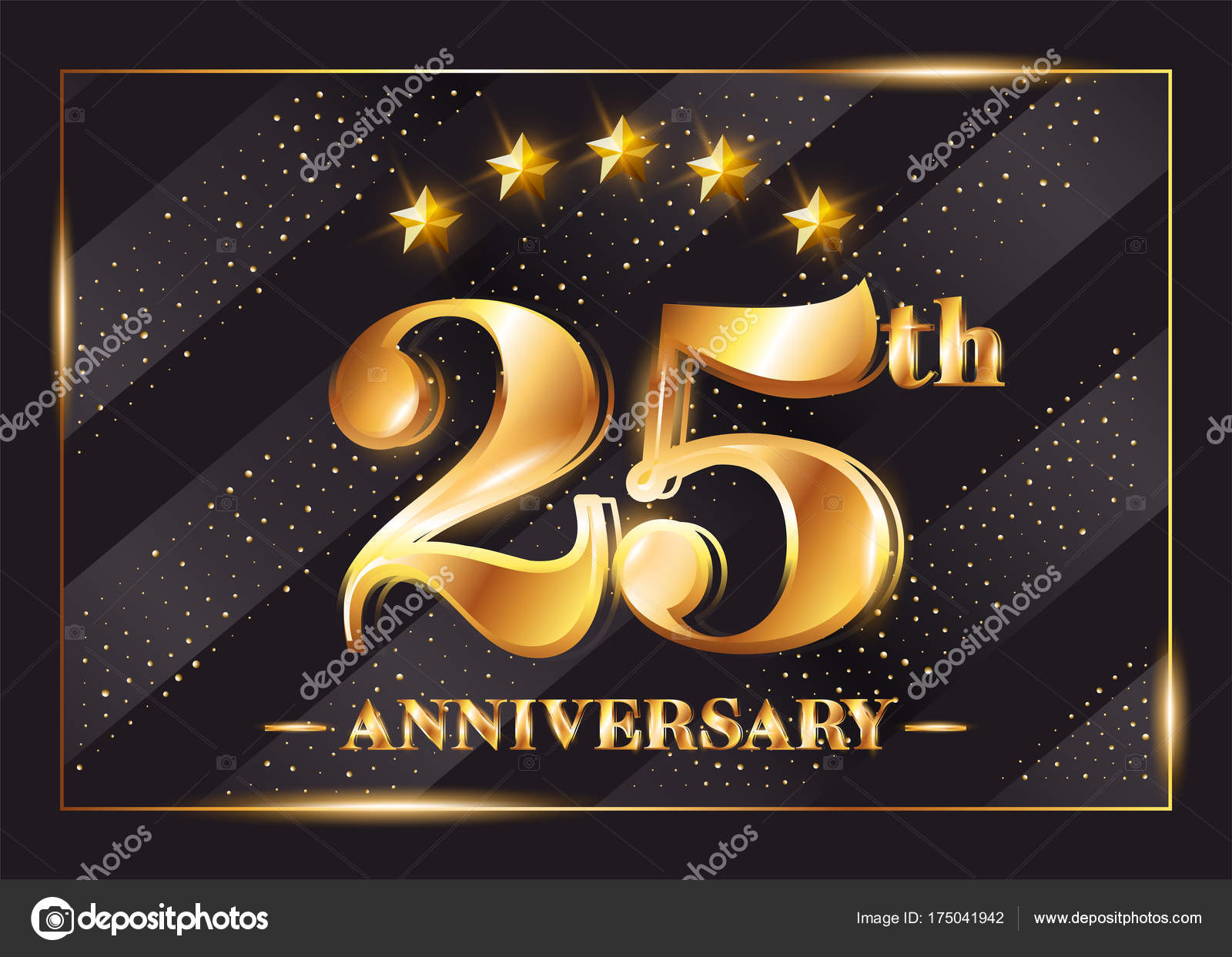 25 Jahre Jubiläumsfeier Vektor-Logo. 25-jähriges Jubiläum goldene Ikone ...