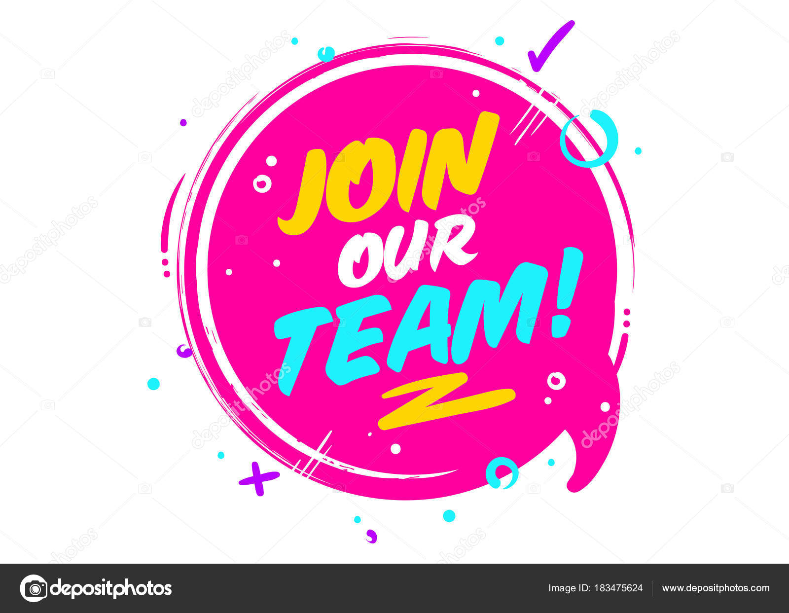 Join Our Team. Vector Icon Isolated on White. Pink Rounded Sign with ...