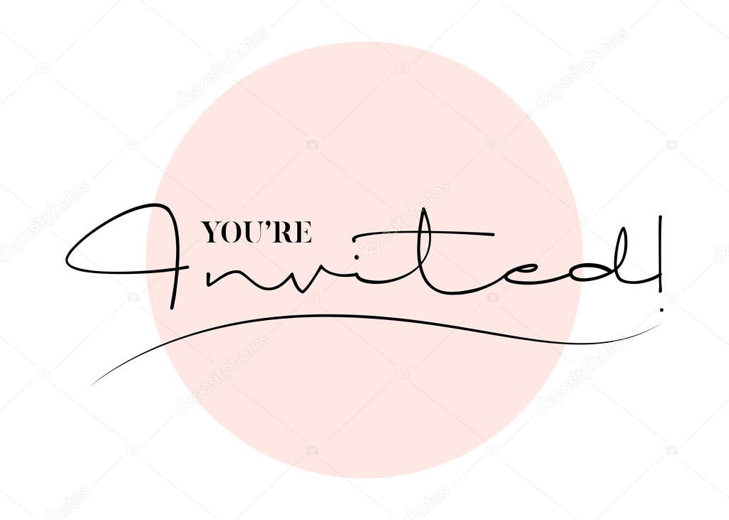 Usted está invitado Vector dibujado a mano Letras. Sello de título ...