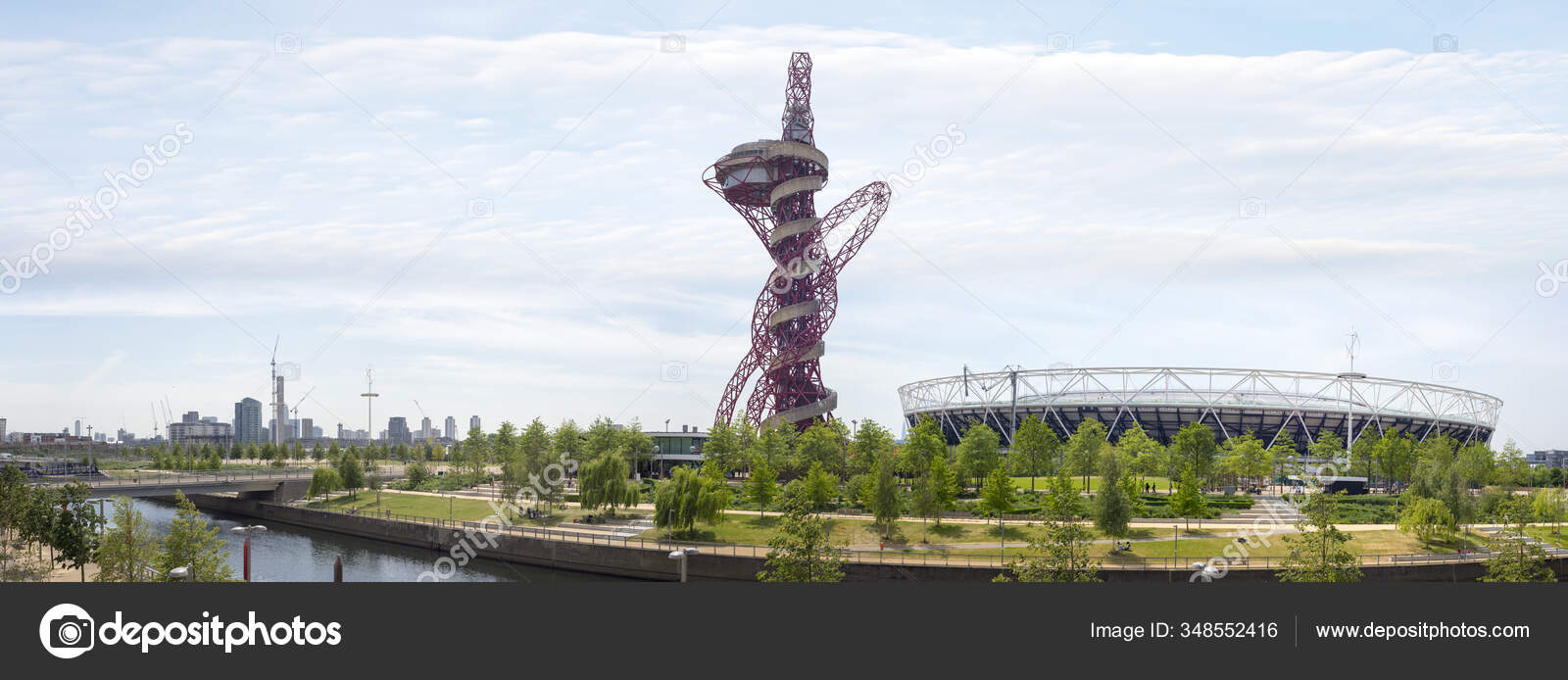 Panorama Olympic Stadium Sculpture Stratford East London – Stock ...