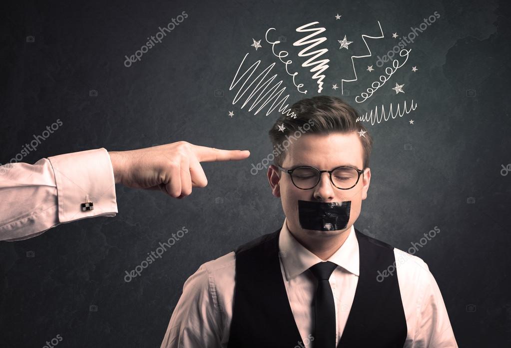 Leader pointing at employee — Stock Photo © ra2studio #126648146