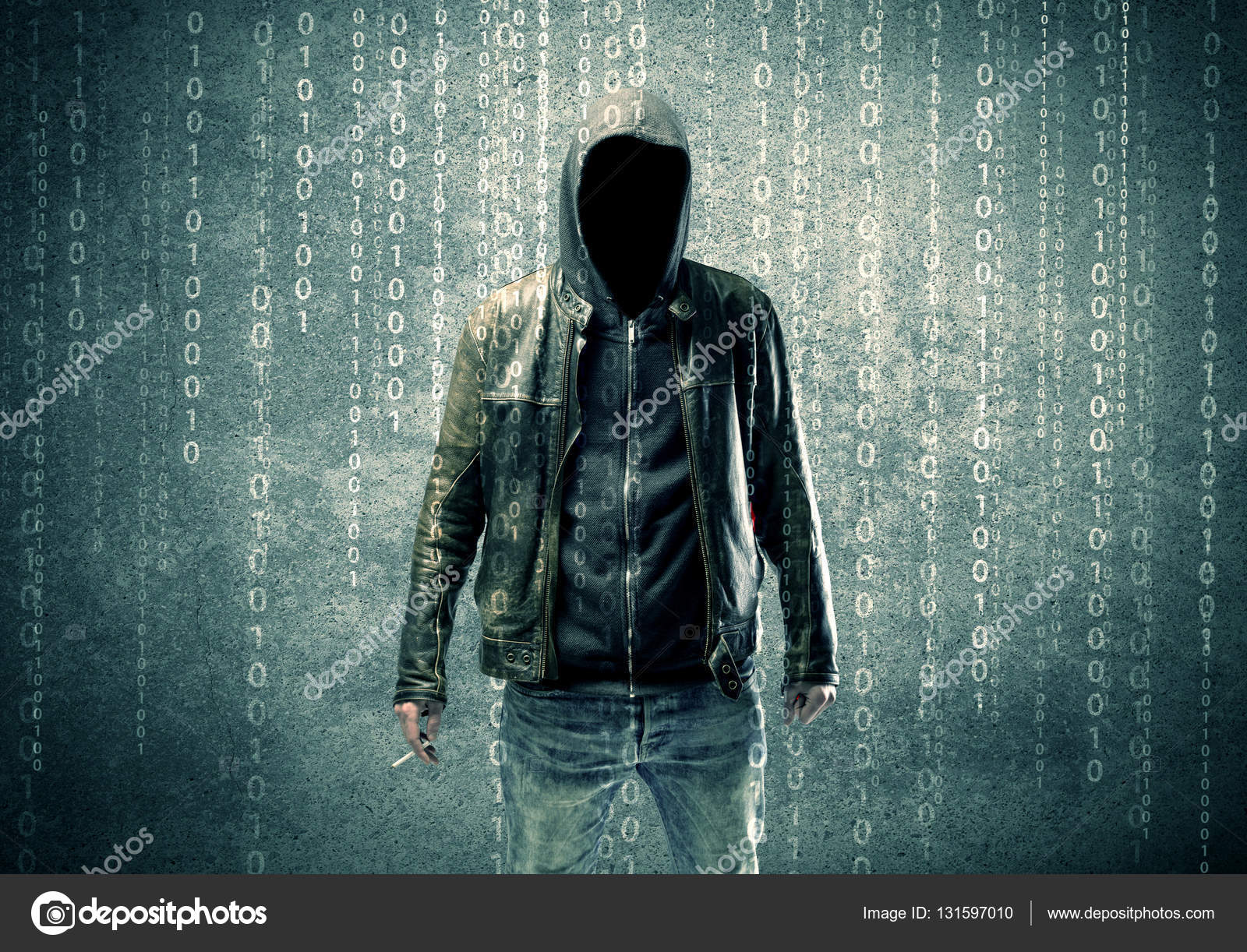 Angry mysterious hacker with numbers — Stock Photo © ra2studio #131597010