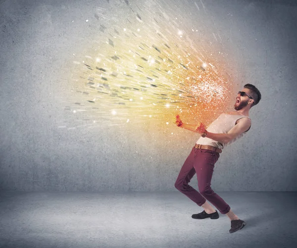 Fashion model shouting colorful splash Stock Photo by ©ra2studio 96547102