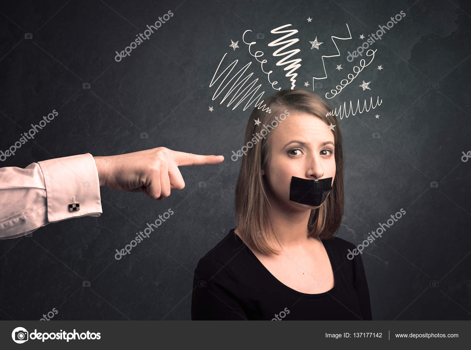 Boss pointing at employee — Stock Photo © ra2studio #137177142