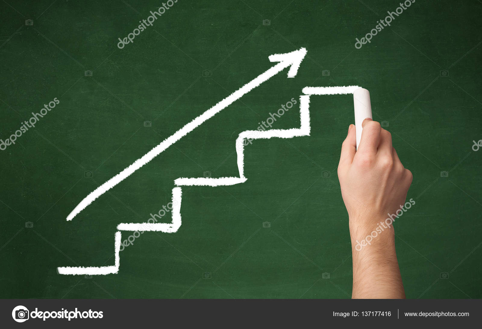 Hand drawing steps on blackboard — Stock Photo © ra2studio #137177416