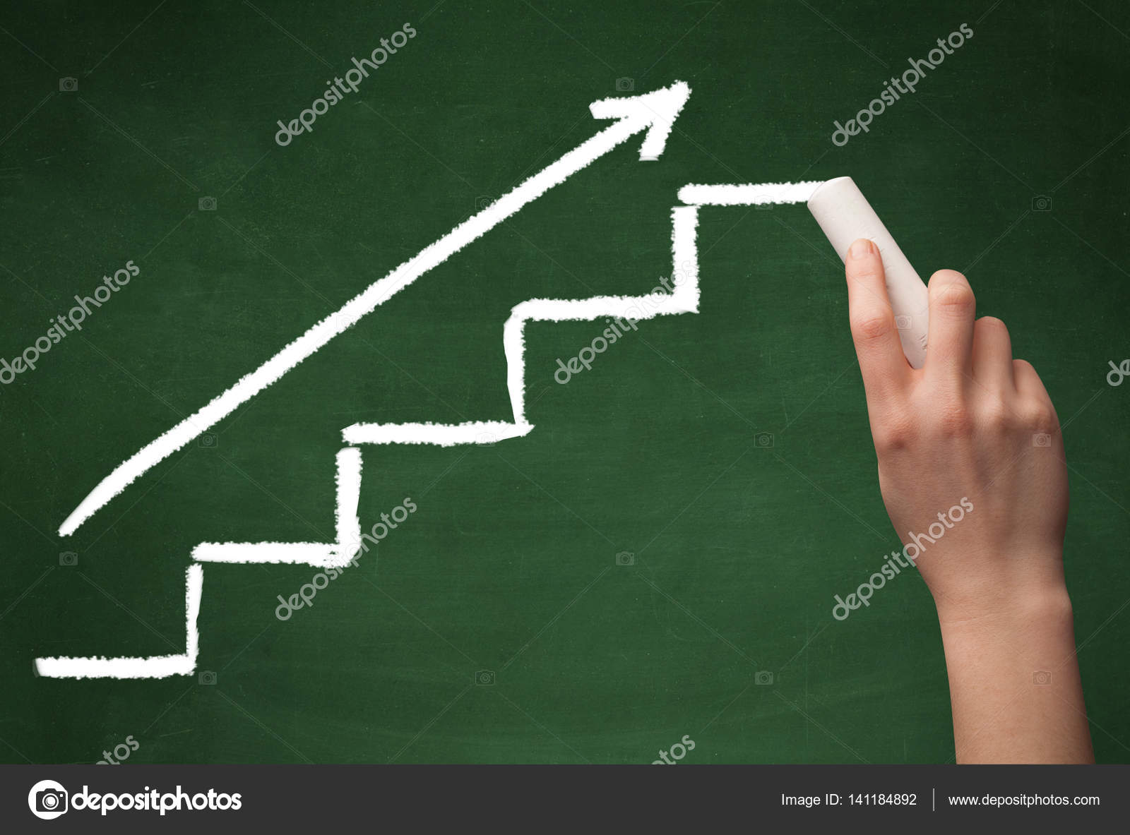 Hand drawing steps on blackboard Stock Photo by ©ra2studio 141184892