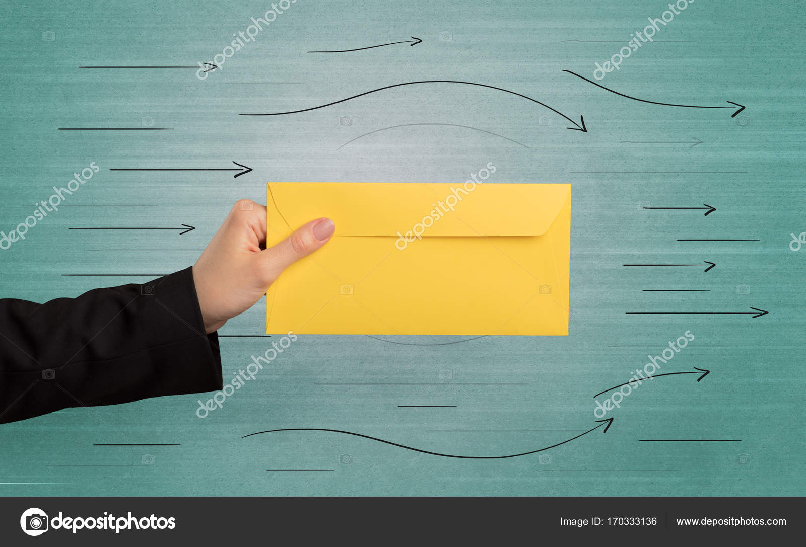 Hand holding envelope with arrows around Stock Photo by ©ra2studio ...