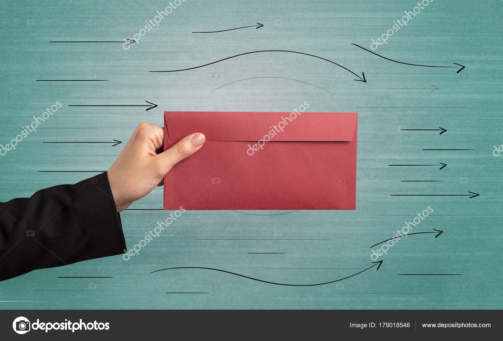 Hand holding envelope with arrows around Stock Photo by ©ra2studio ...