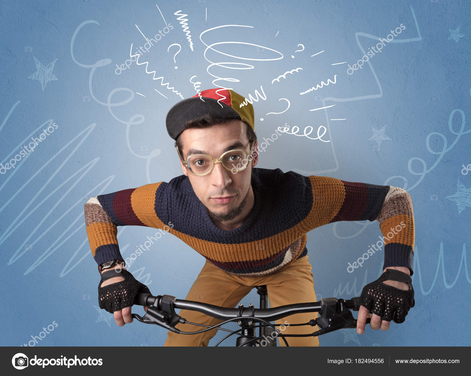 Crazy rider on the bike Stock Photo by ©ra2studio 182494556