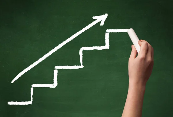 Hand drawing steps on blackboard Stock Photo by ©ra2studio 126660686