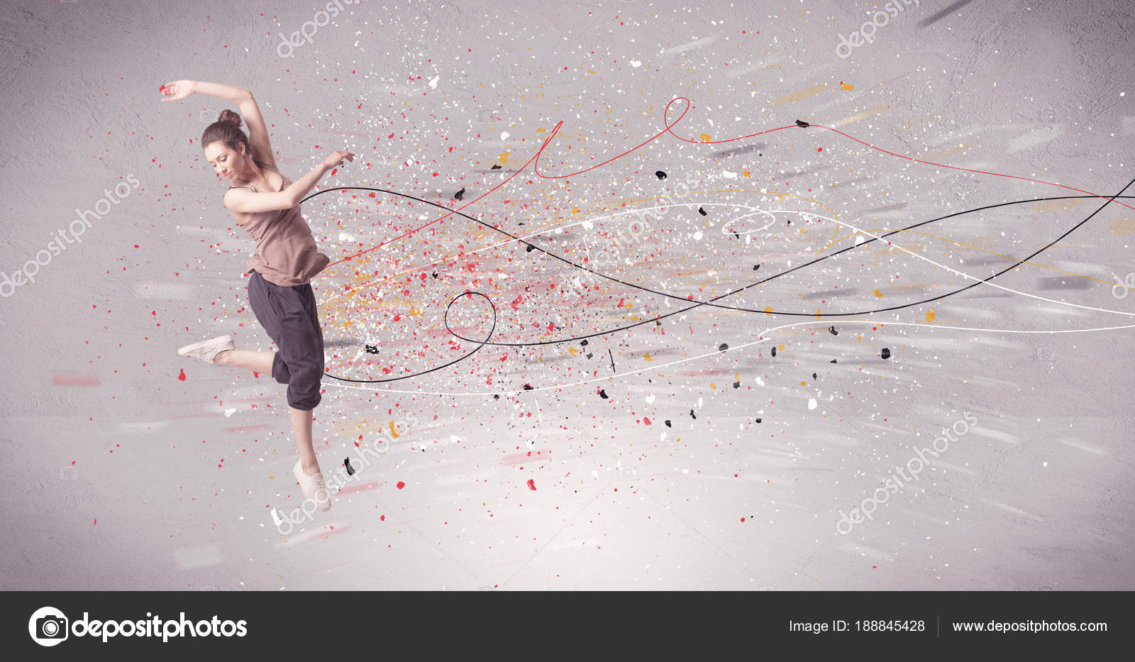 Urban dancing with lines and splatter Stock Photo by ©ra2studio 188845428