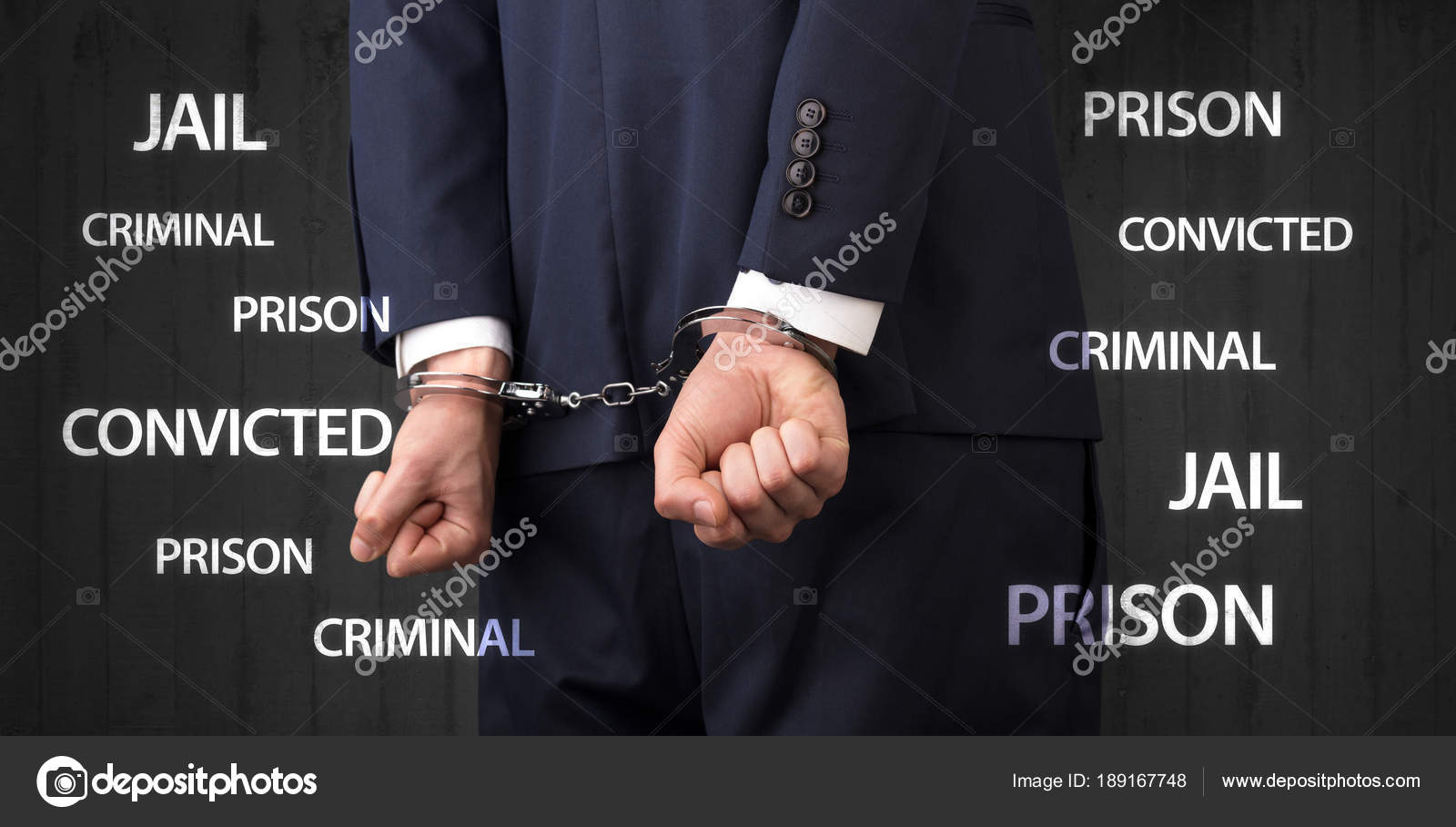 Close convicted with labels and handcuffs — Stock Photo © ra2studio ...