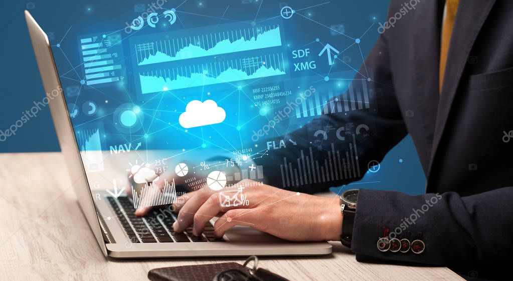 Mecanograf a de mano en gr ficos port tiles y gr ficos e informes concepto alrededor 2024