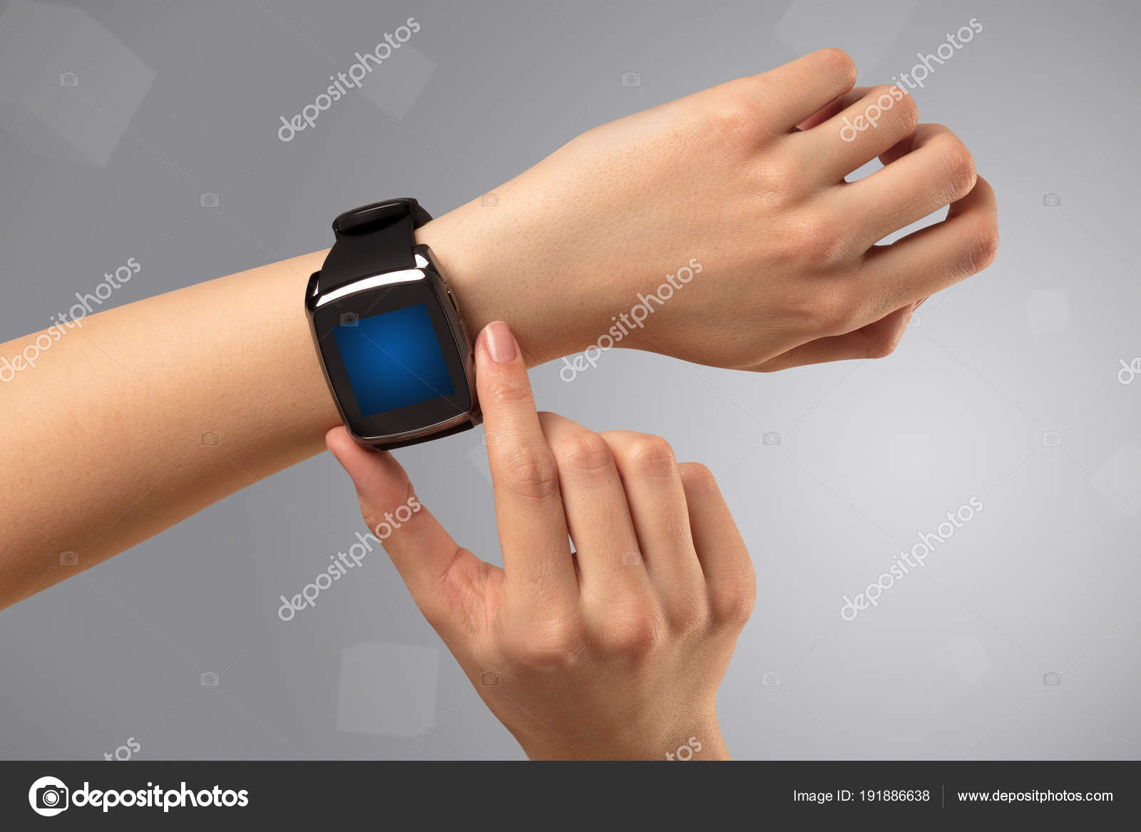 Female hand wearing smartwatch — Stock Photo © ra2studio #191886638