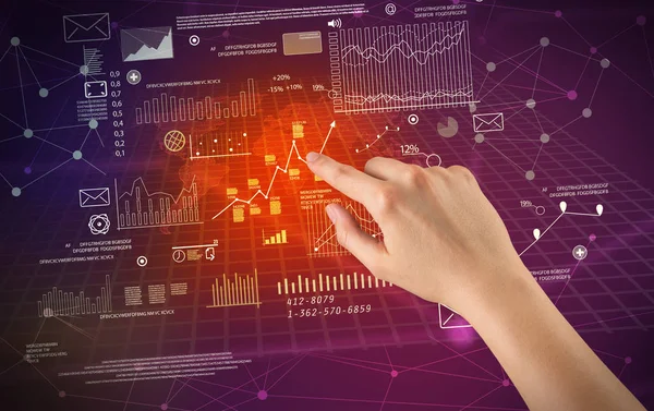 Hand touching charts — Stock Photo © ra2studio #173756338