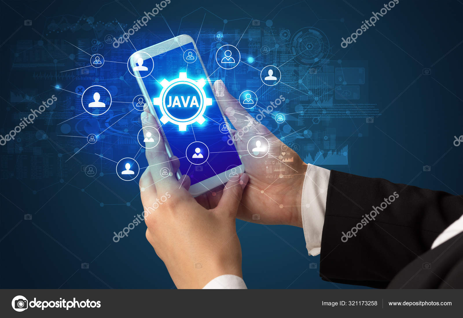 Hand using smartphone with technology concept — Stock Photo © ra2studio ...