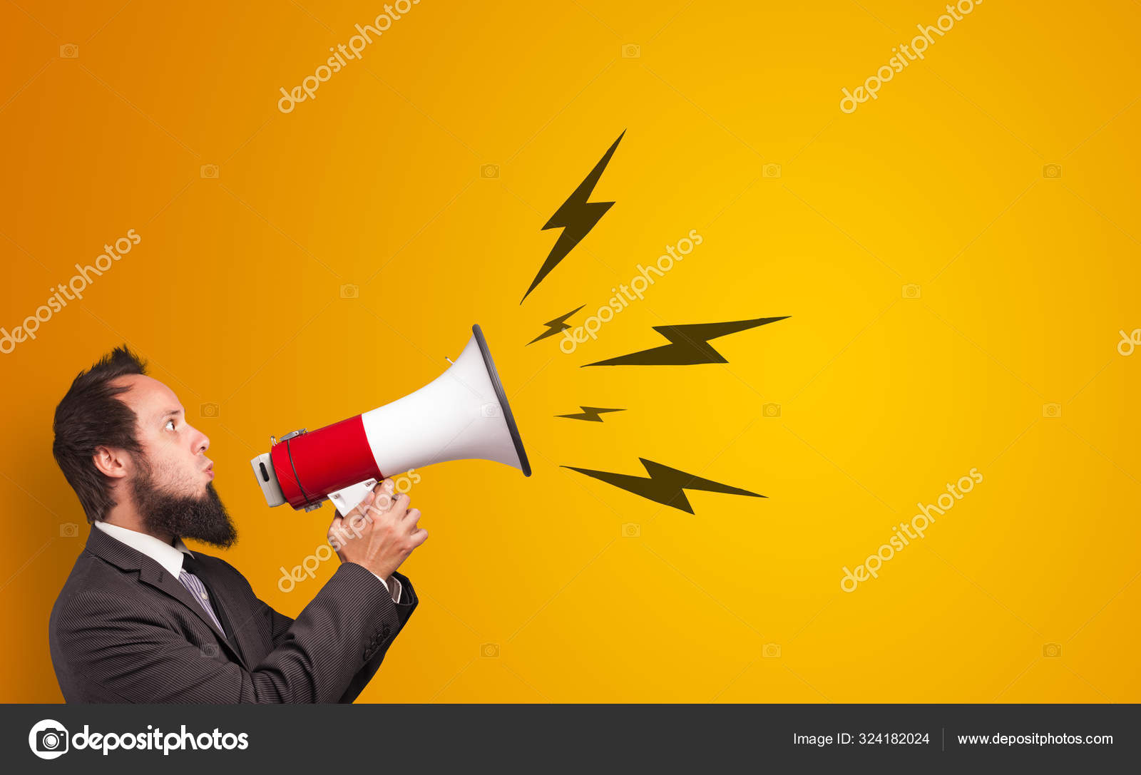 Person holding megaphone Stock Illustration by ©ra2studio #324182024