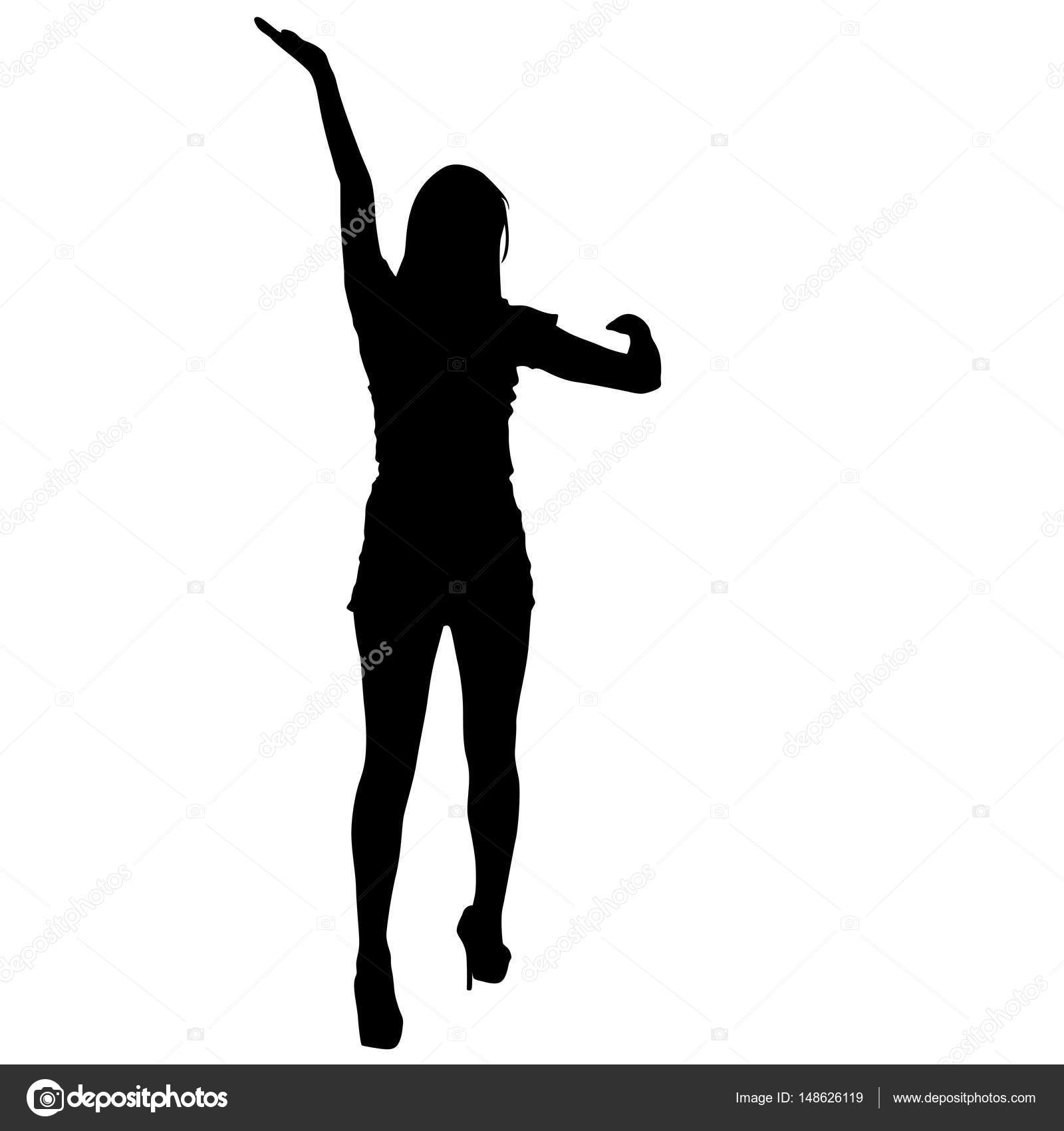 Woman Silhouette Standing Arms Up