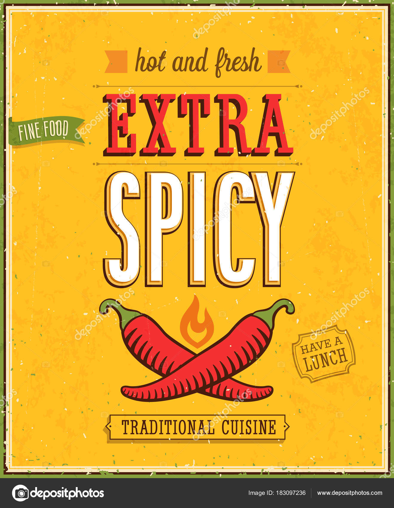 Vintage Extra Spicy Poster. Stock Vector by ©aviany 183097236
