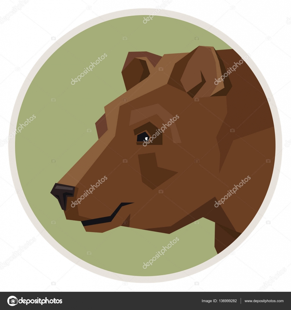 Wild animals collection Brown bear Geometric style icon round Stock ...