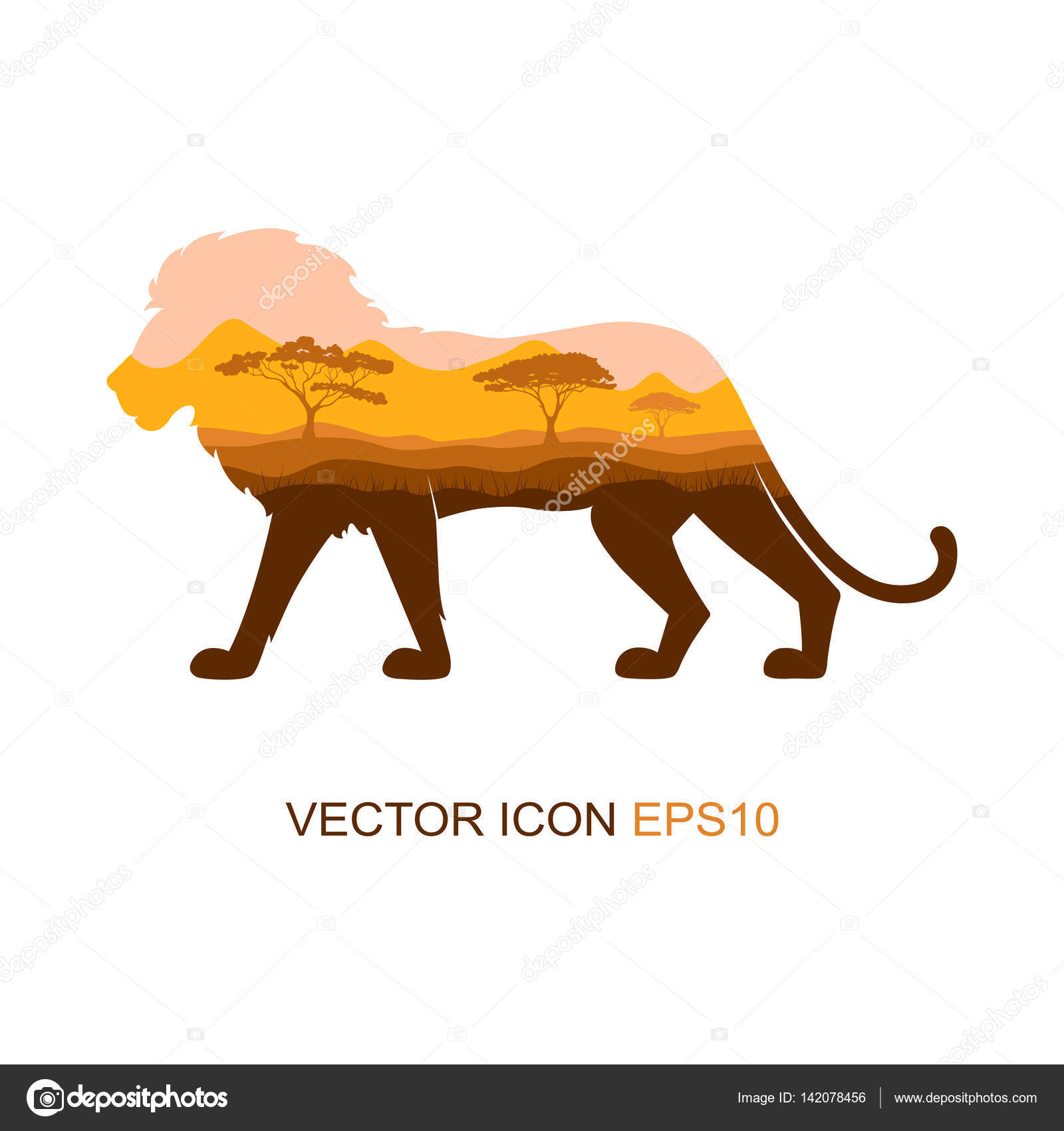 Silhouette of a lion. Vector illustration. Logo. Lion profile side view ...