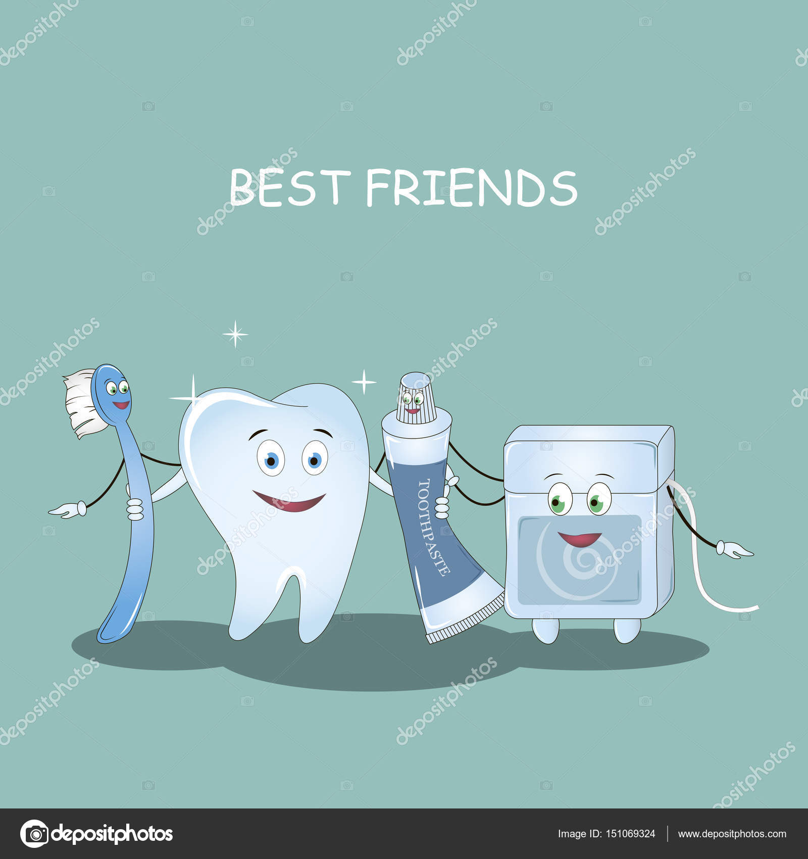Best Friends teeth. Vector. Illustration for children dentistry and ...