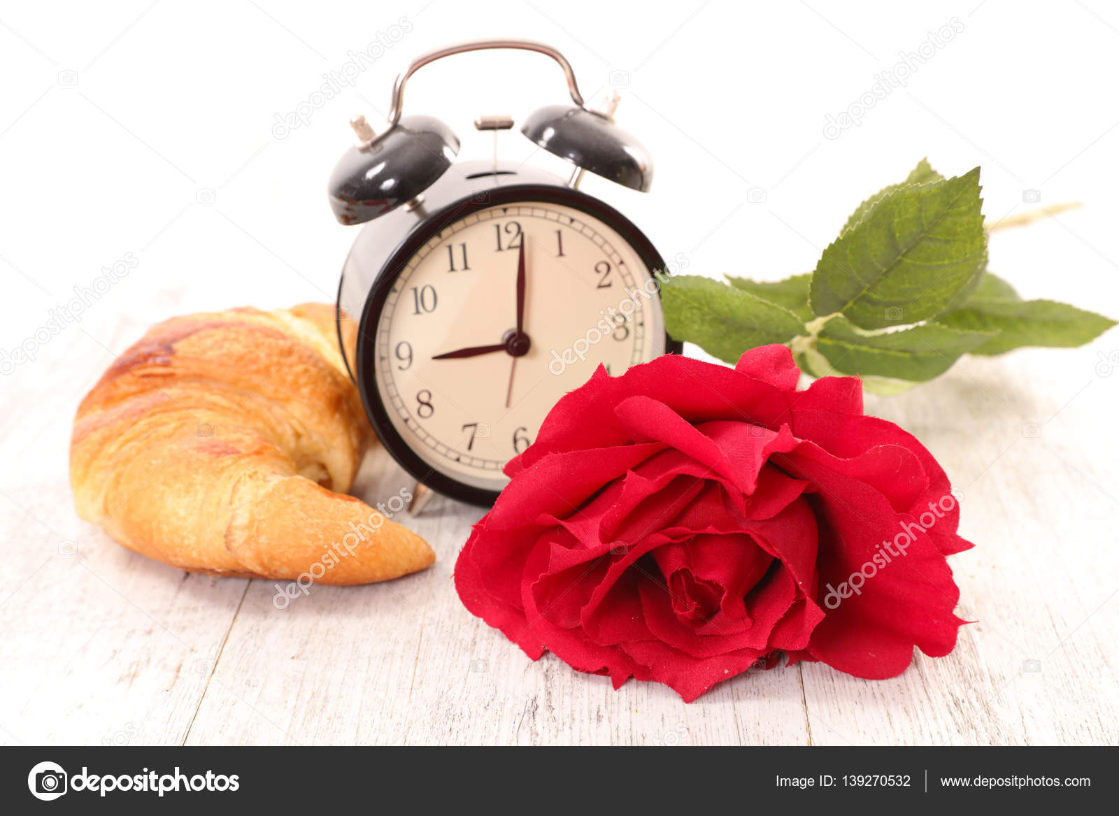 Clock with red rose Stock Photo by ©studioM 139270532