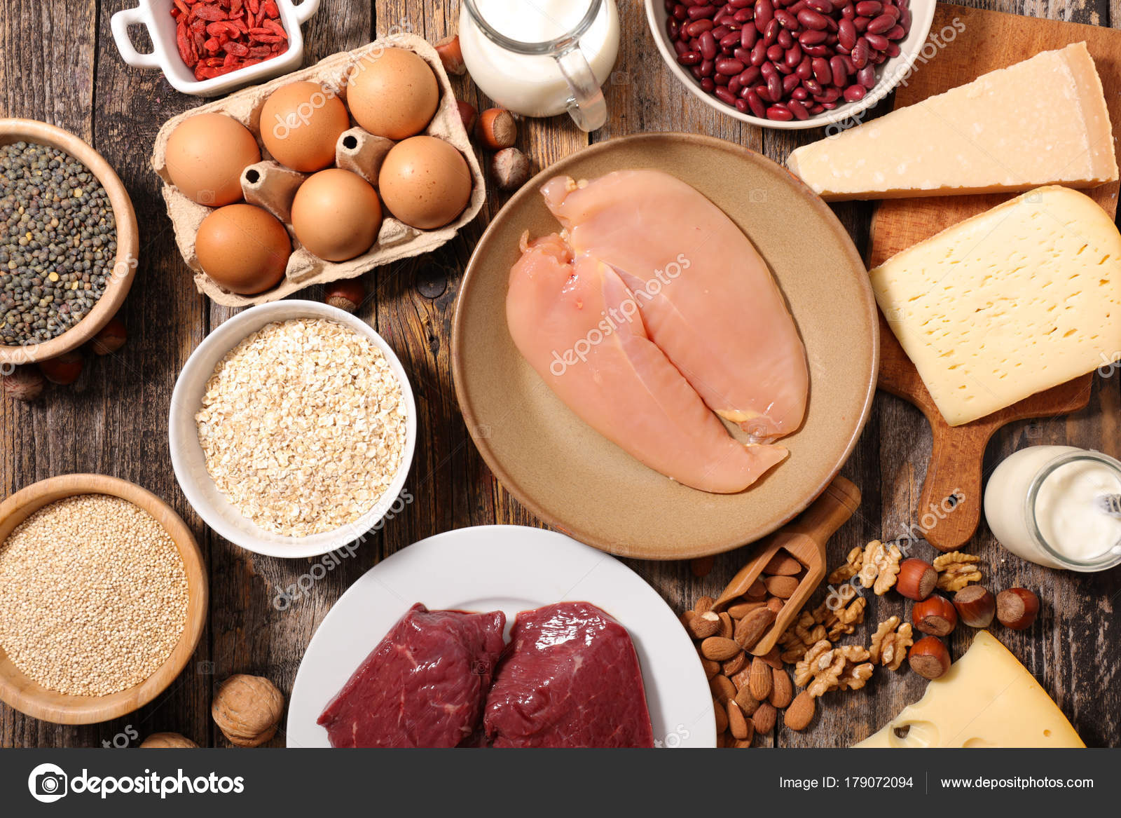 Assorted Meat Egg Dairy Cereal — Stock Photo © studioM #179072094