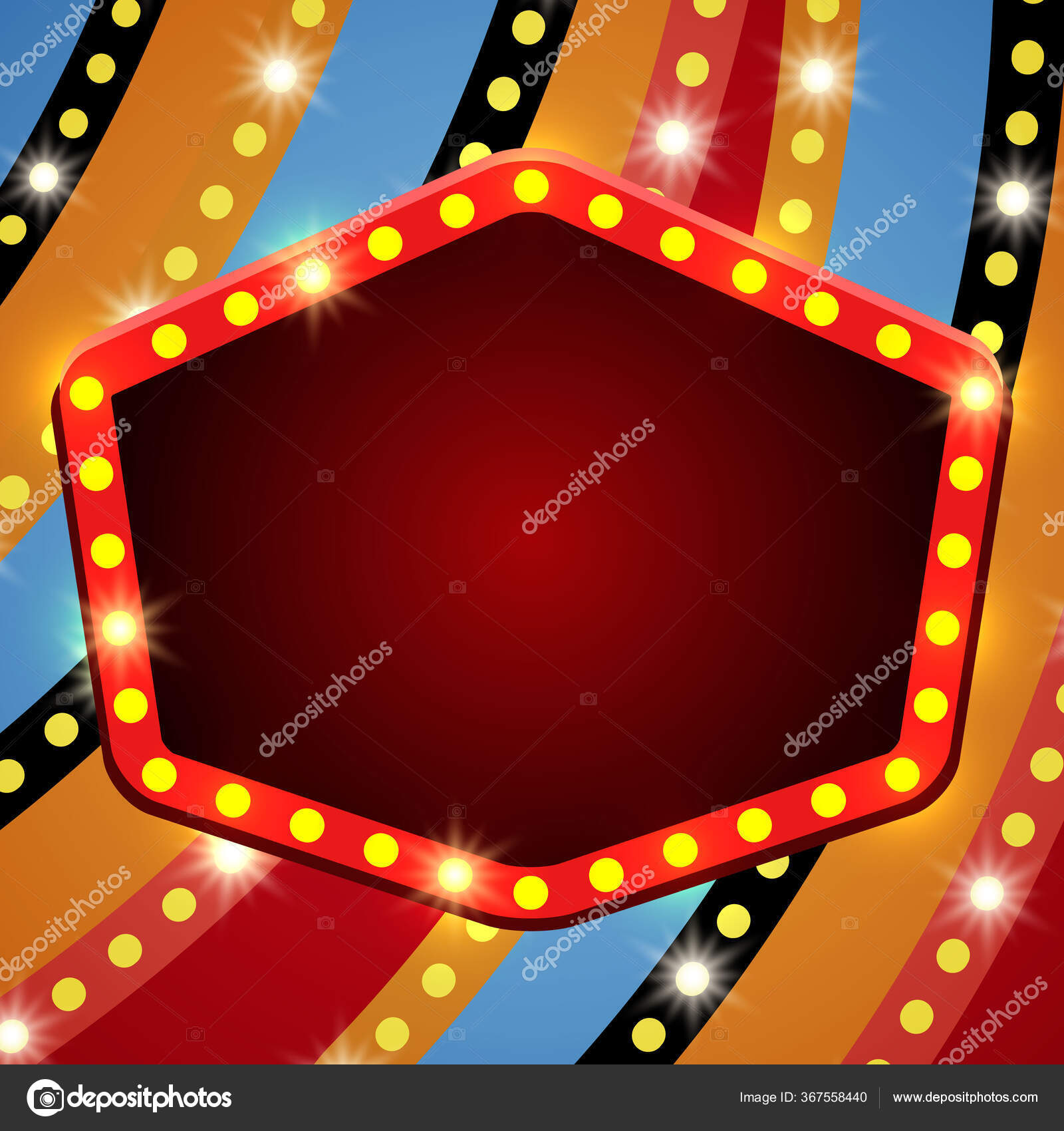 Retro Red Banner Colorful Shining Circus Wheel Background Design ...