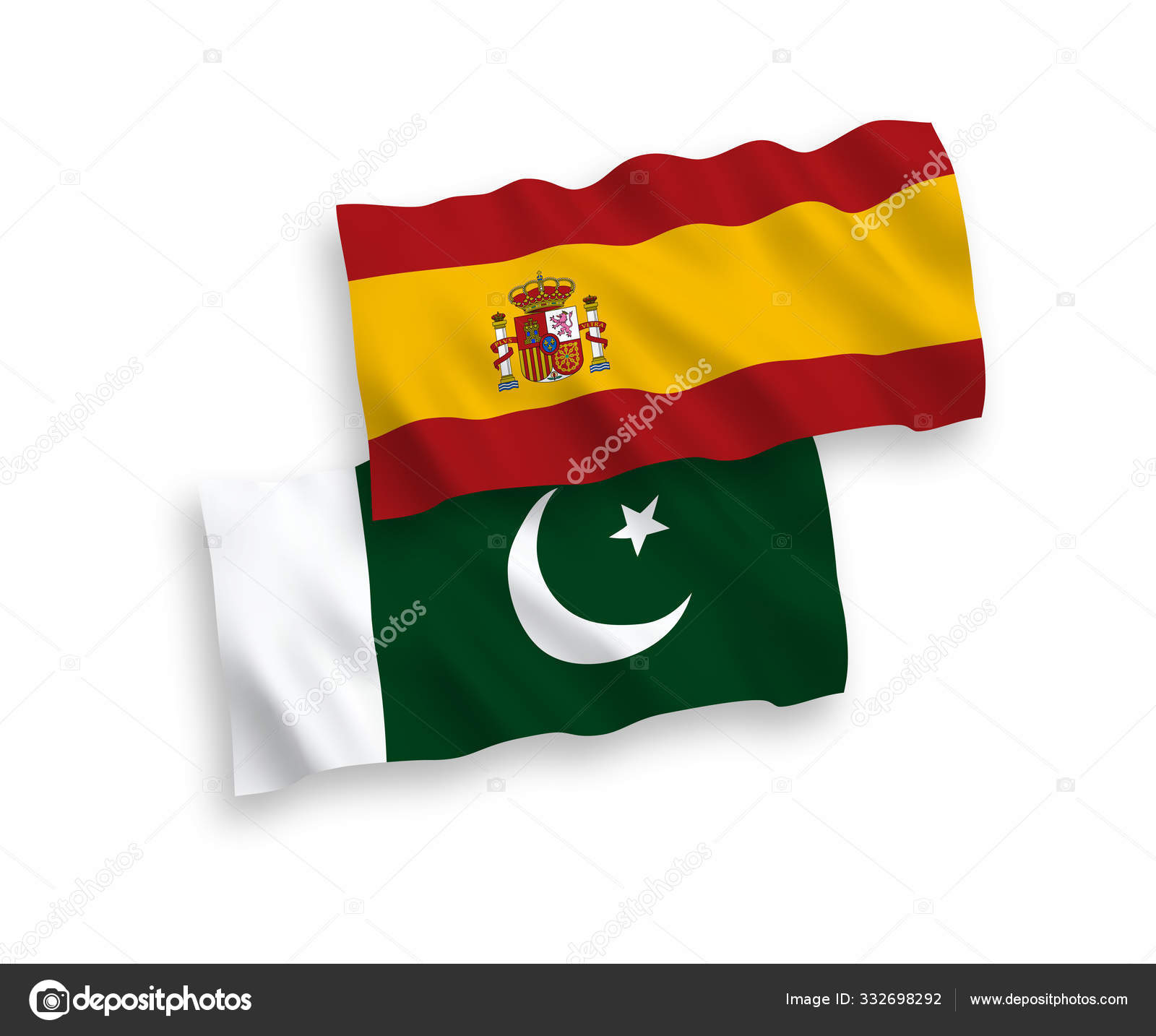 Banderas de Pakistán y España sobre fondo blanco Vector de stock por ...
