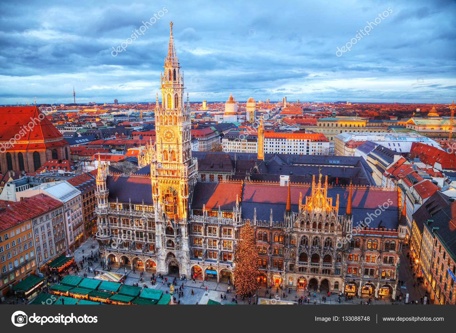 Aerial view of Marienplatz in Munich – Stock Editorial Photo © AndreyKr ...