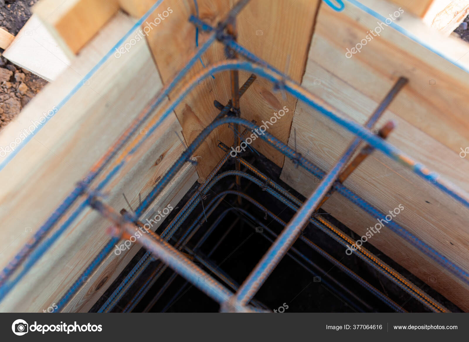 Reinforcement Corners Creating Strip Foundation New House Basis Stock ...