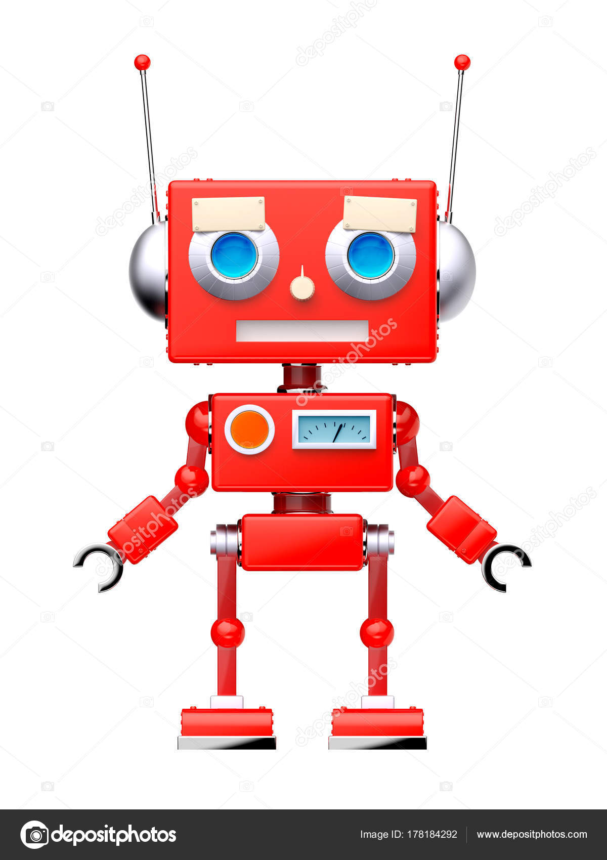 Red retro robot flat Stock Illustration by ©ilterriorm #178184292