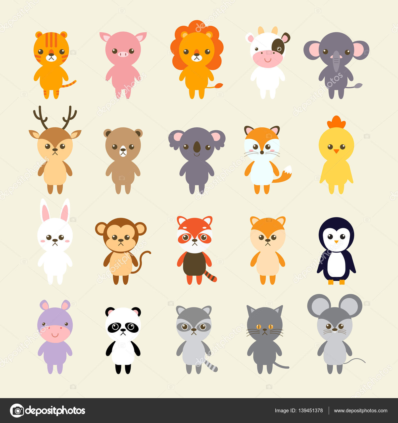 Little Animal Cartoon Cute Little Panda Smiling. Kawaii Baby Panda