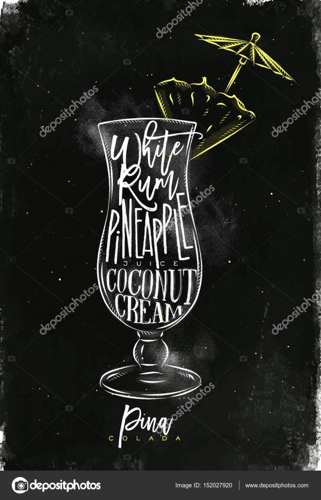 Pina colada cocktail chalk color Stock Vector Image by ©anna42f #152027920