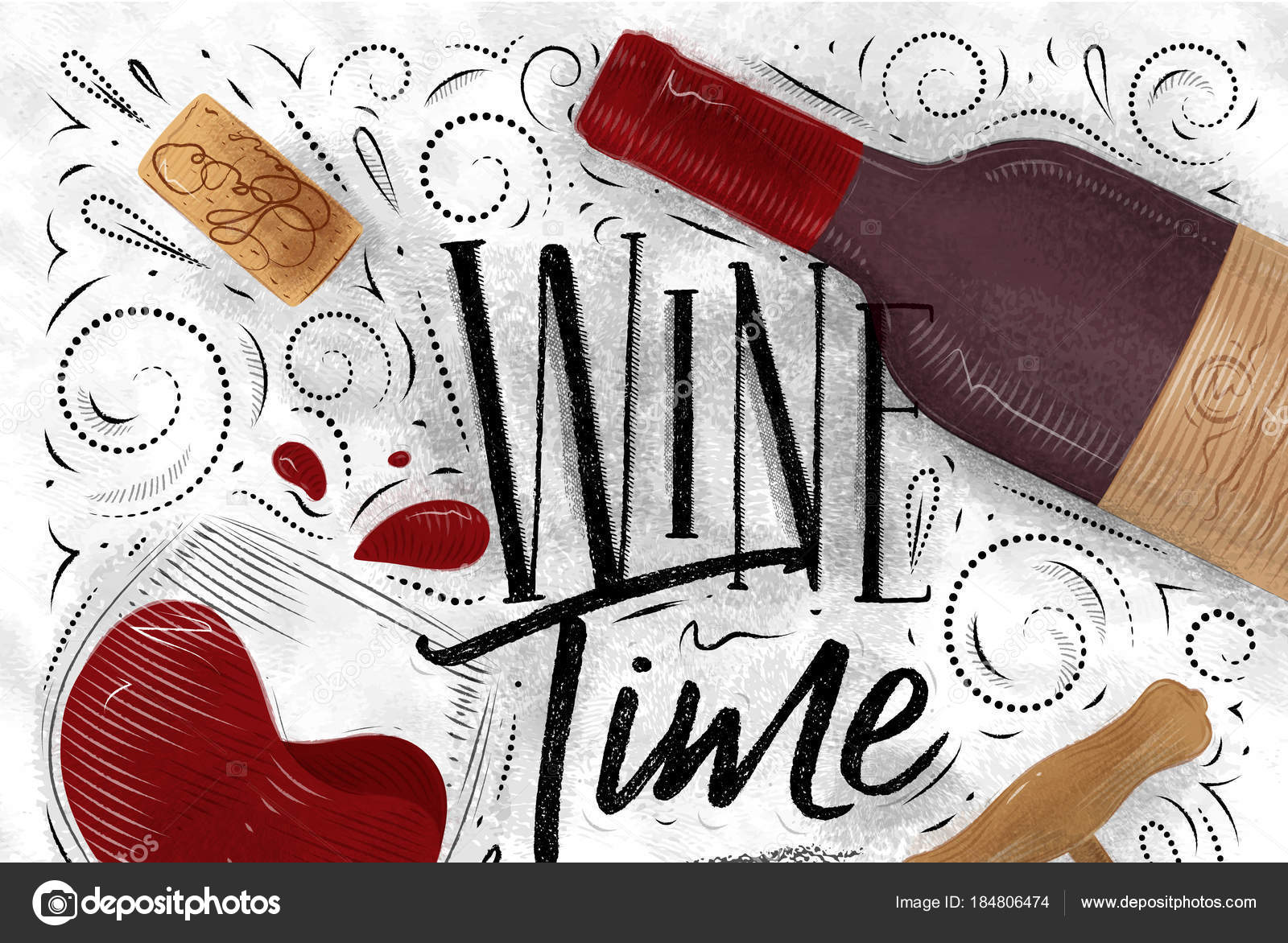 Poster wine time white Stock Vector by ©anna42f #184806474
