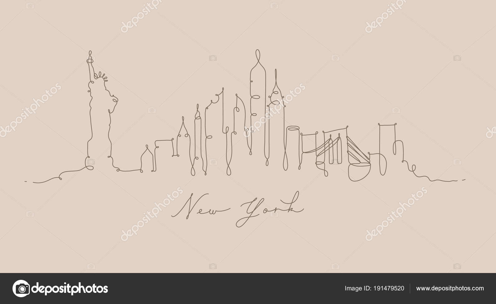Pen line silhouette new york beige Stock Vector Image by ©anna42f ...