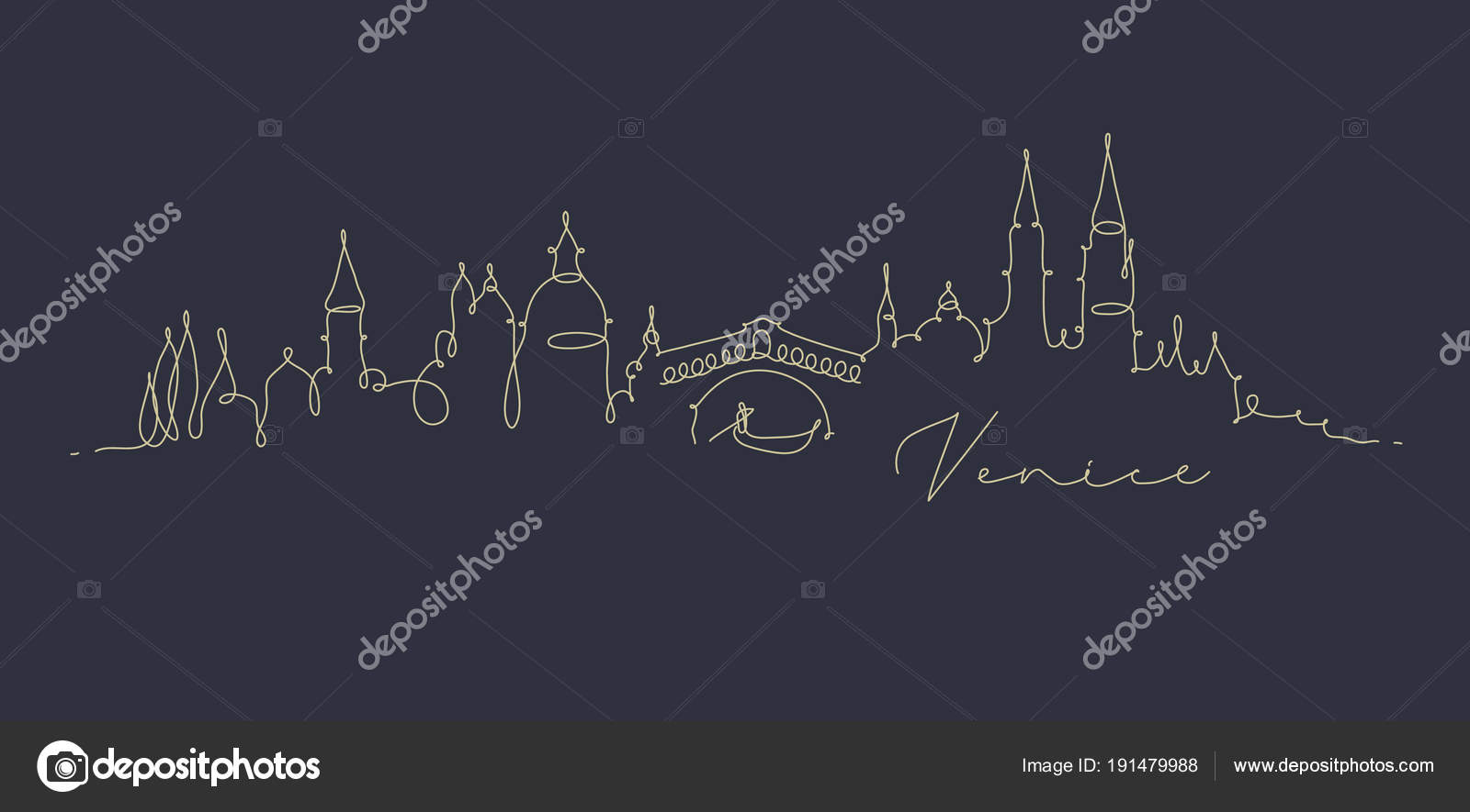 Pen line silhouette venice dark blue Stock Vector Image by ©anna42f ...