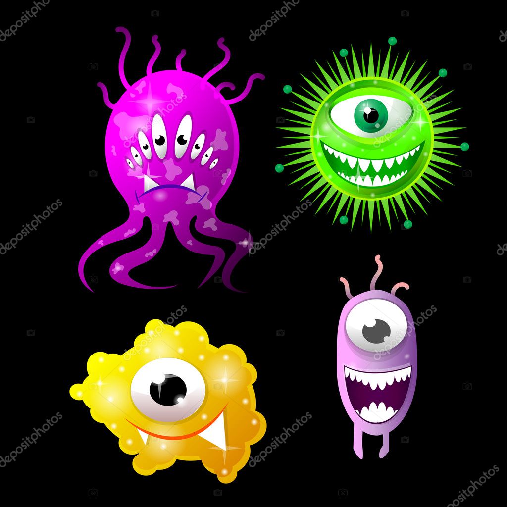 Set of cartoon bacteria icons Stock Vector Image by ©Sonulkaster #126732736