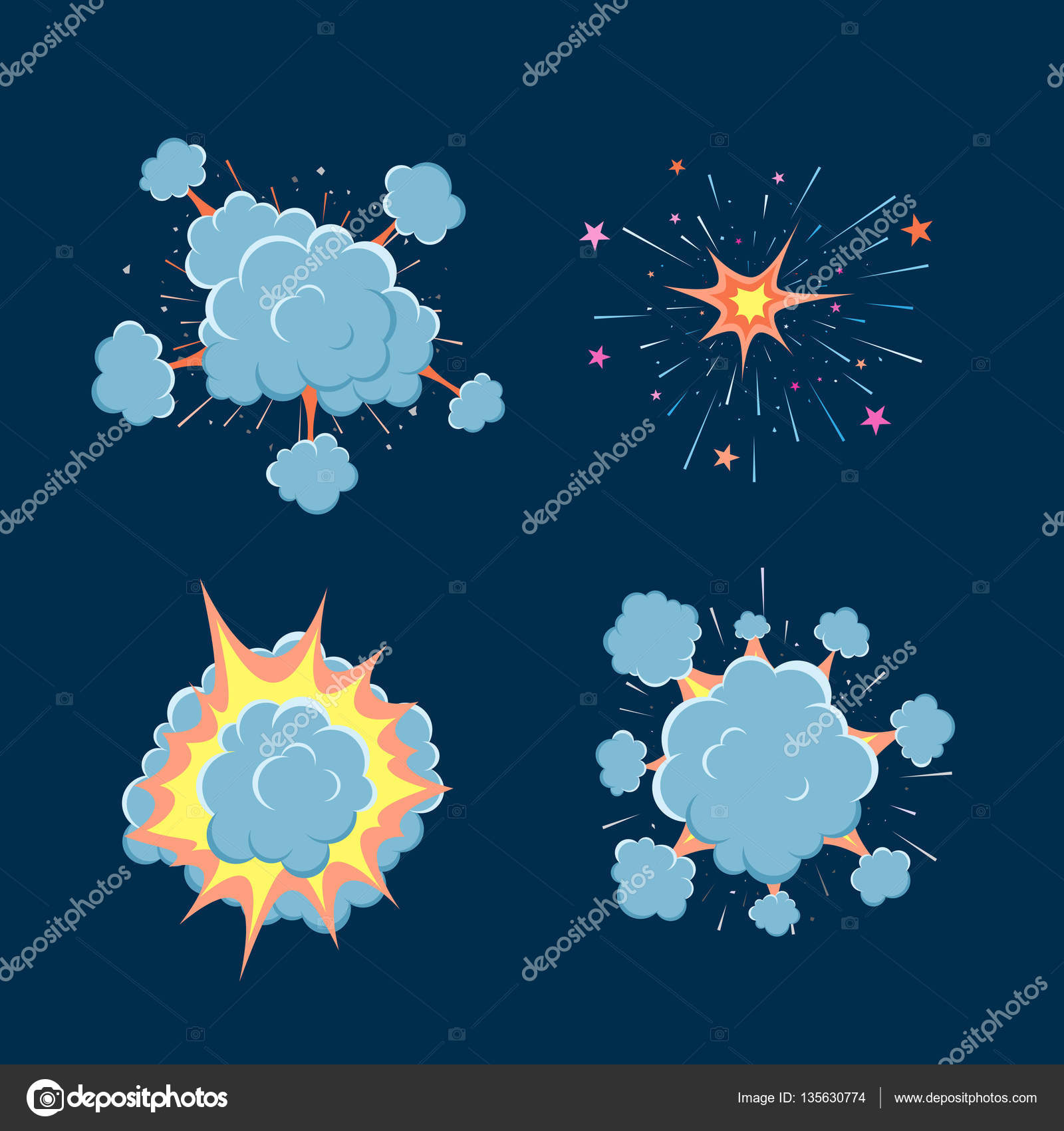 Explosión de bomba de dibujos animados con humo Vector de stock por ...