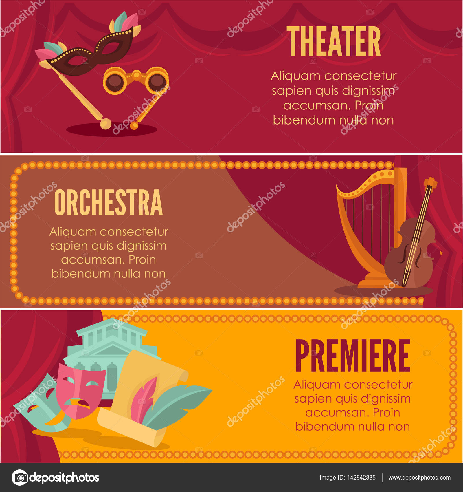 Theater or orchestra premiere banners — Stock Vector © Sonulkaster ...