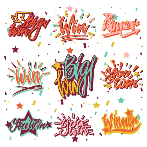 You Win Lettering Text Banners Set Congratulation Winner Congratulatory ...
