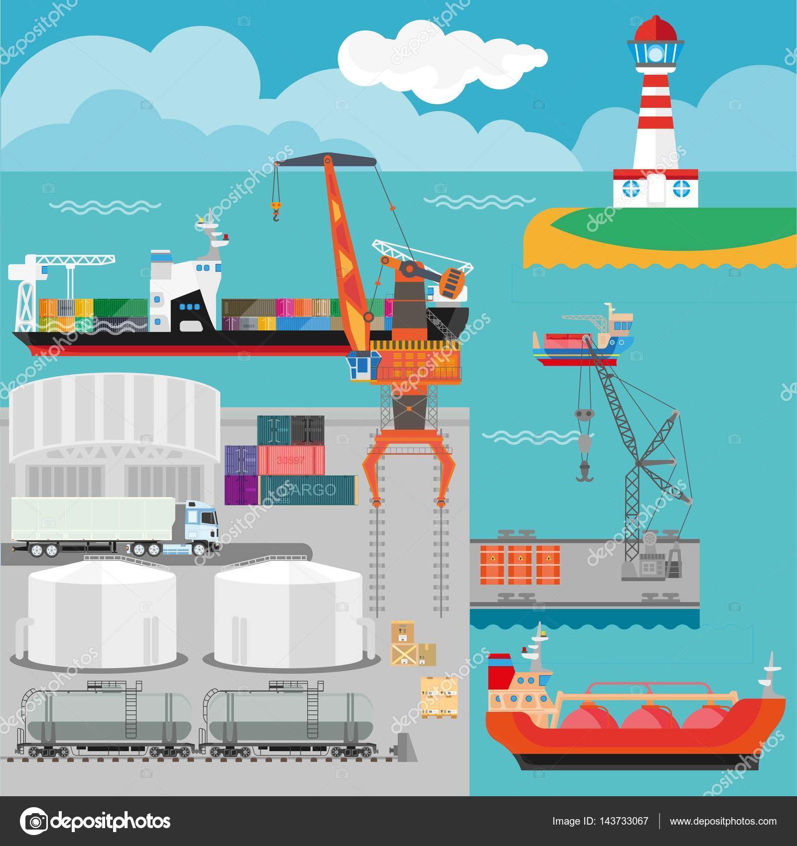 Logistics in port infographics template — Stock Vector © Sonulkaster ...