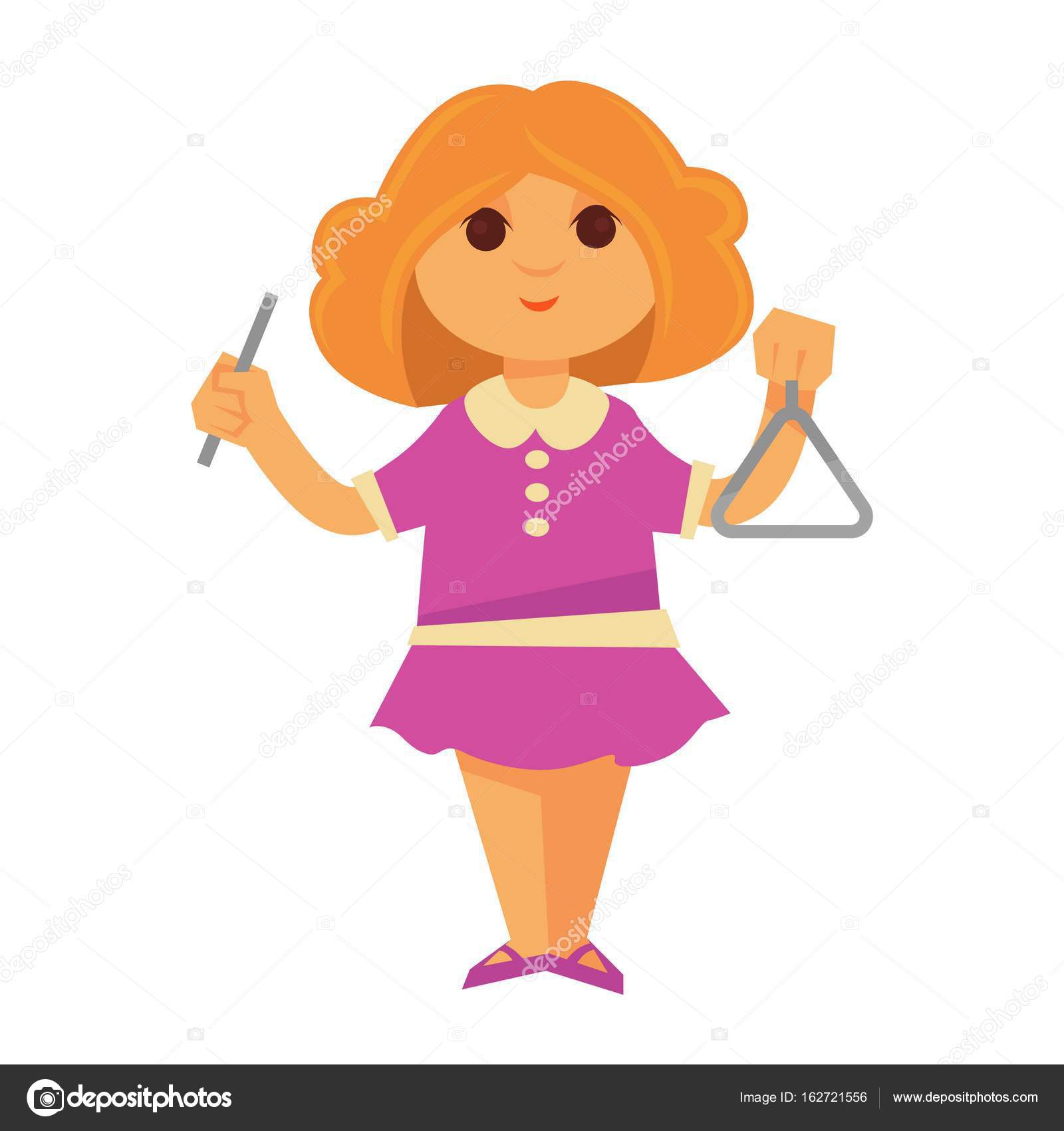Girl plays on musical triangle — Stock Vector © Sonulkaster #162721556