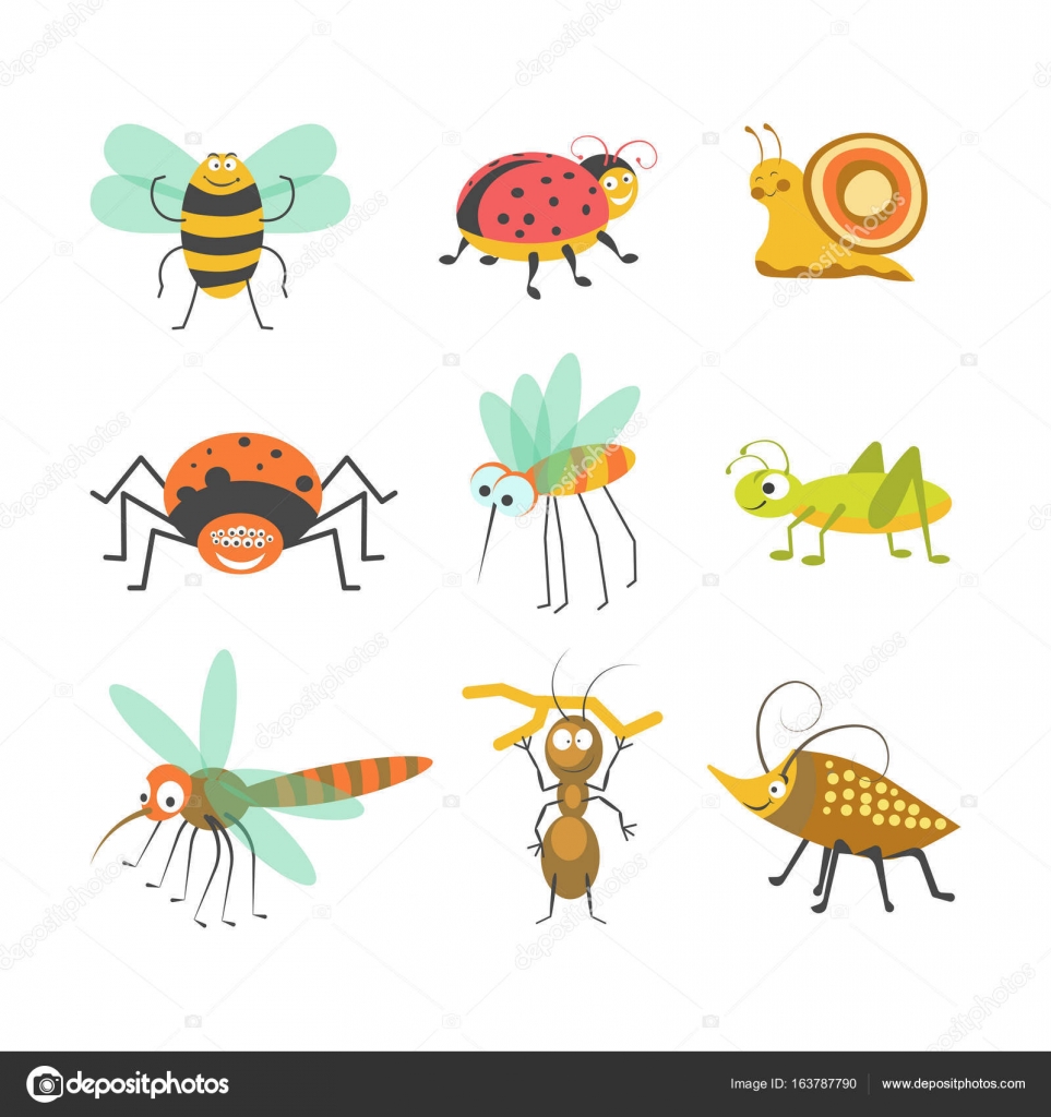Funny cartoon insects icons Stock Vector Image by ©Sonulkaster #163787790