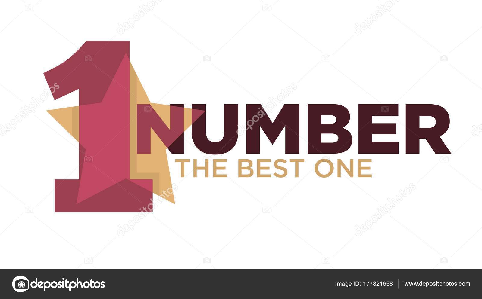 Number One Emblemwith Stars Ribbons Big Numeral Isolated Cartoon Vector ...