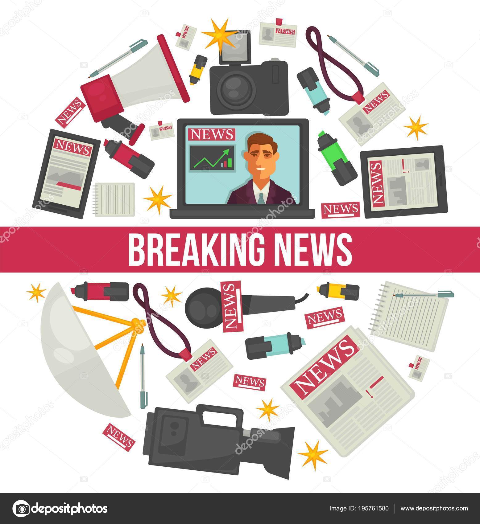 Breaking News Poster Anchorman Broadcast Reporter Journalist Work ...
