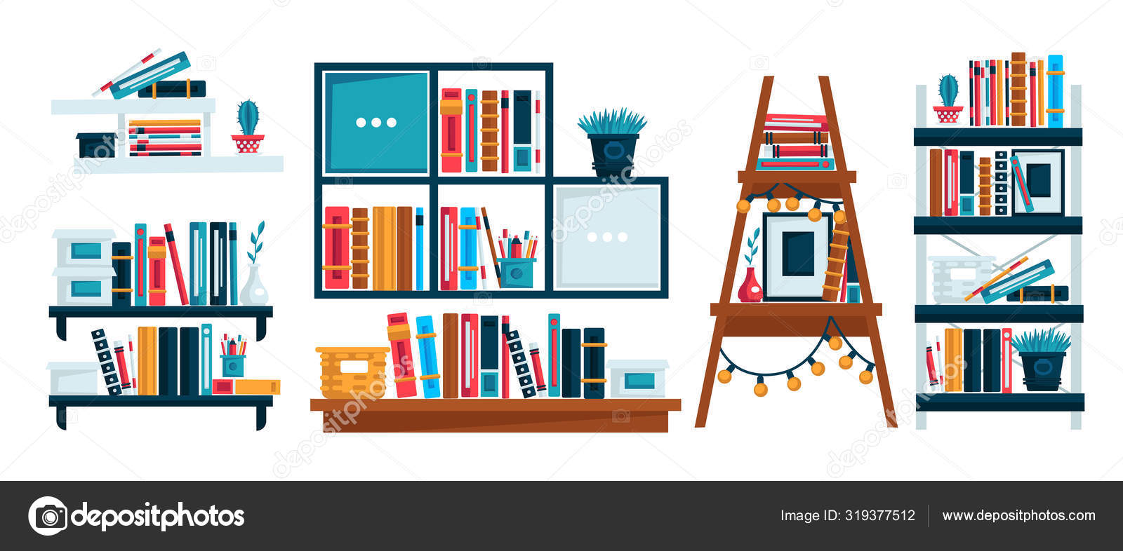 Library Bookshelves Clipart