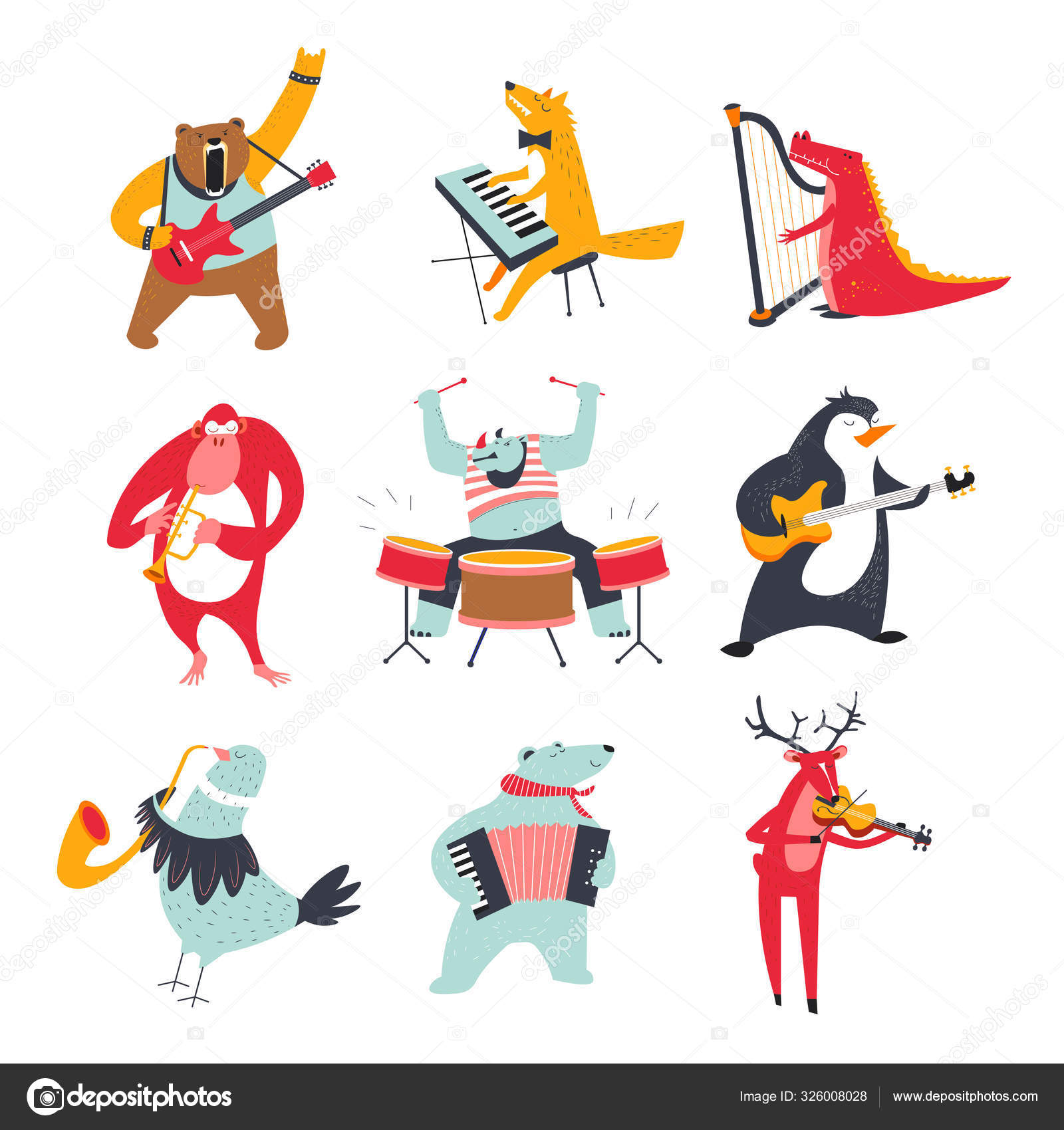 Animals Playing Instruments Clip Art